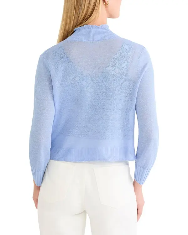 NIC+ZOE Ruffle Knit Cardigan - French Blue
