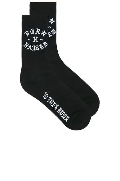BORN X RAISED 10 Toes Down Rocker Socks - Black