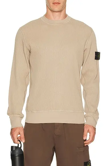 Stone Island Waffle Crew Neck Sweatshirt - Desert