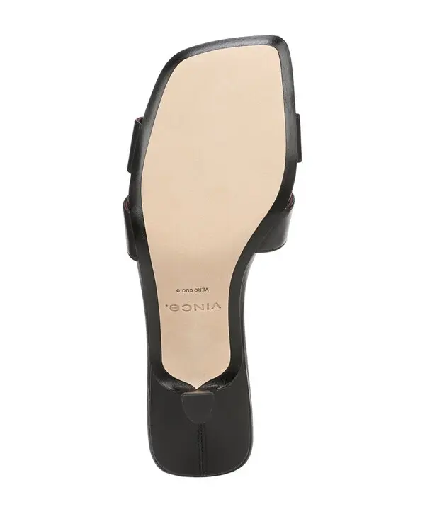 Vince Piper Kitten Heel Slides - Black