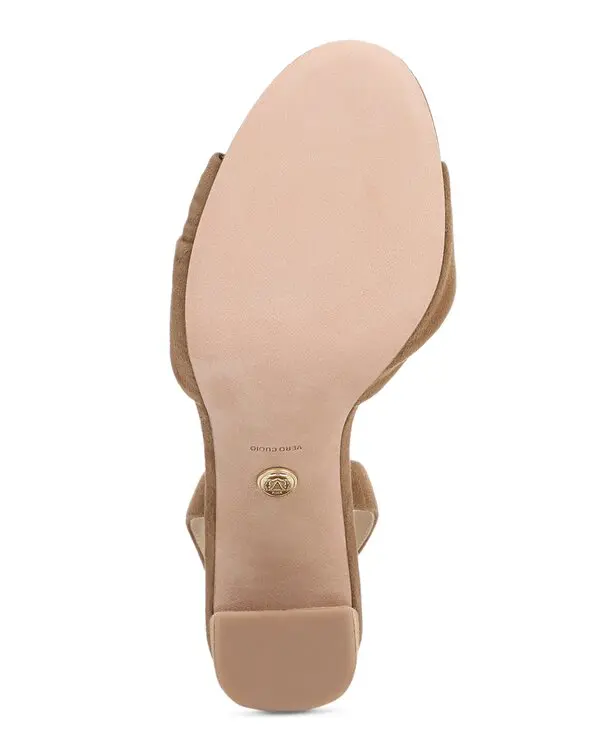 Veronica Beard Tullia Block Heel Sandals - Chestnut