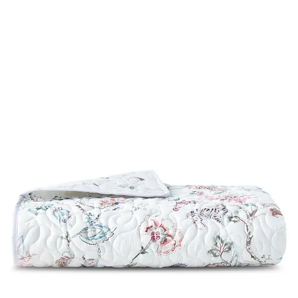 CHRISTY Tropical Floral Cotton Coverlet And Sham Set, King/cal King Exclusive - Pink