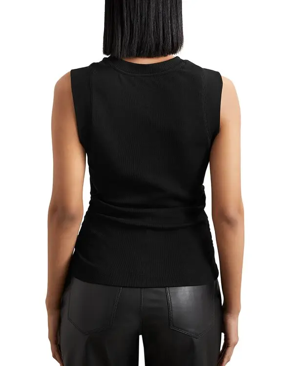 REISS Trudy Ruched Sleeveless Top - Black