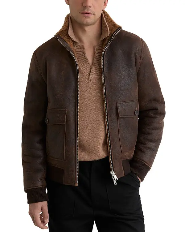 REISS Shearling Zip Through Jacket