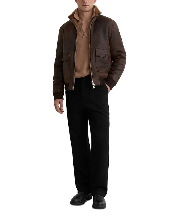 REISS Shearling Zip Through Jacket