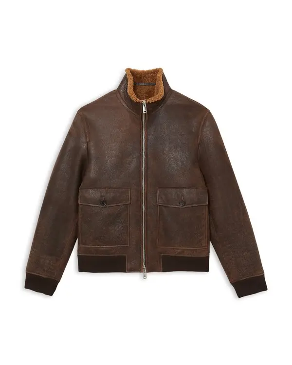REISS Shearling Zip Through Jacket