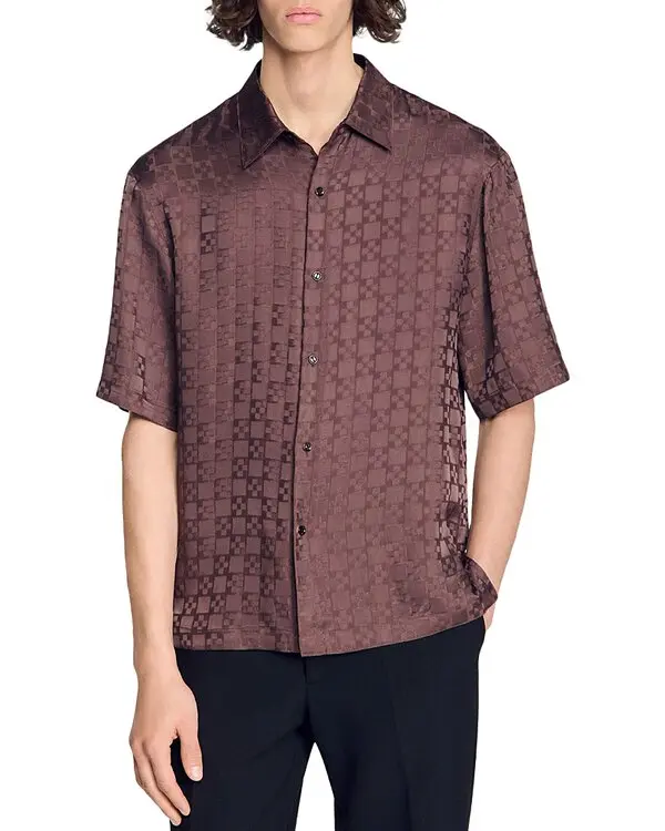 Sandro Jacquard Cross Shirt - Chocolate