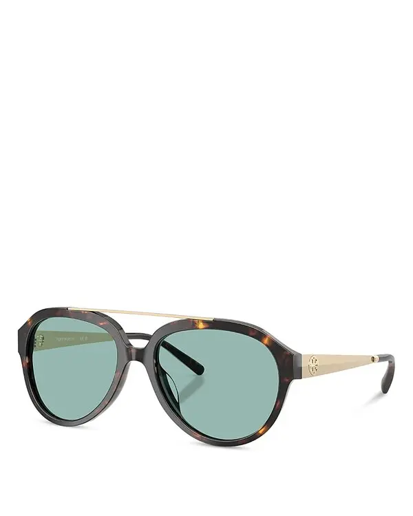 Tory Burch Aviator Sunglasses 56mm - Brown Tortoise