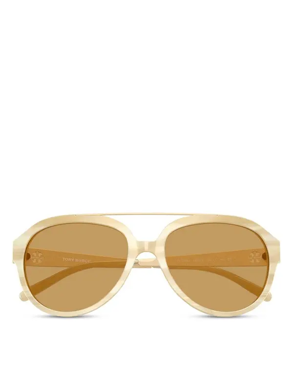 Tory Burch Aviator Sunglasses 56mm - Ivory