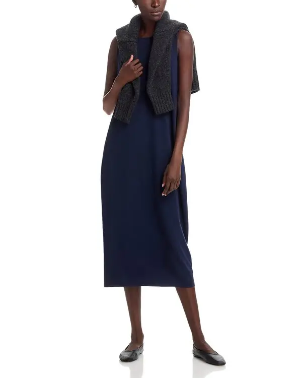 Eileen Fisher Stretch Jersey Knit Oval Dress - Ink