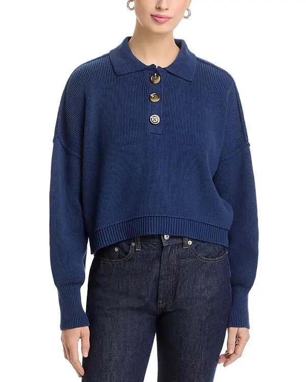 Aqua Long Sleeve Drop Shoulder Sweater - Sea Blue
