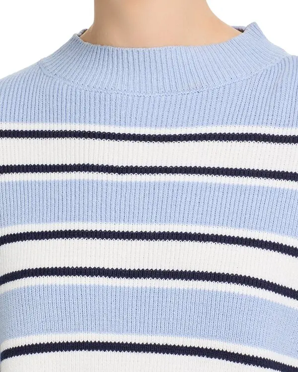 Aqua Striped Drop Shoulder Sweater