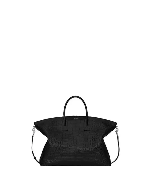 Saint Laurent Bowling Tote - Black - Crocodile