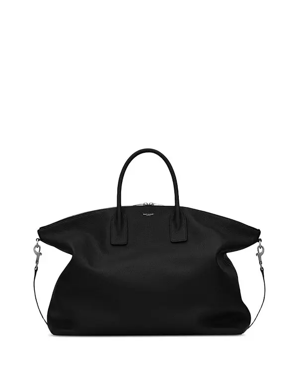 Saint Laurent Suede Bowling Tote Bag - Black