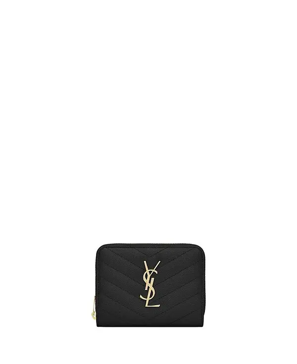 Saint Laurent Cassandre Matelassaa Compact Zip Around Wallet