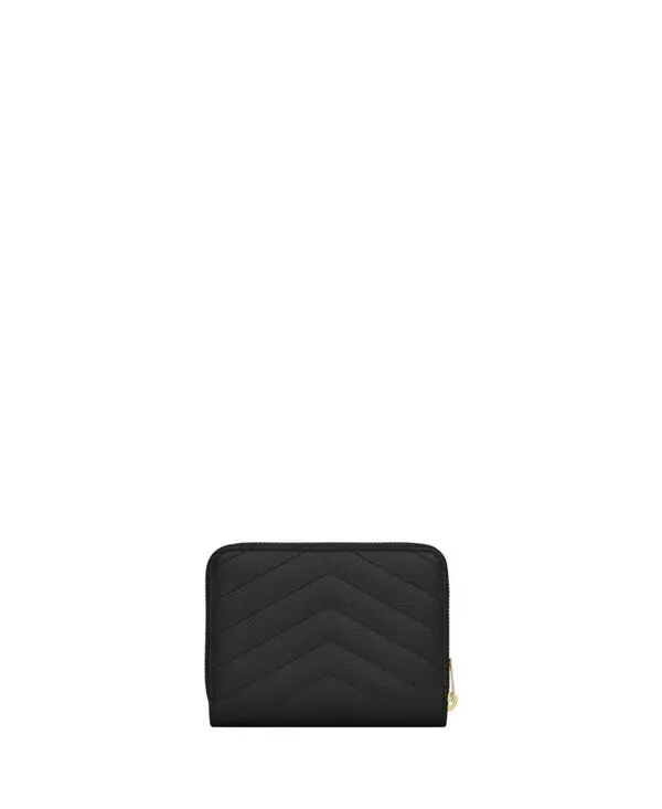 Saint Laurent Cassandre Matelassaa Compact Zip Around Wallet