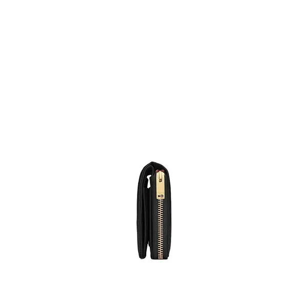 Saint Laurent Cassandre Matelassaa Compact Zip Around Wallet - Black