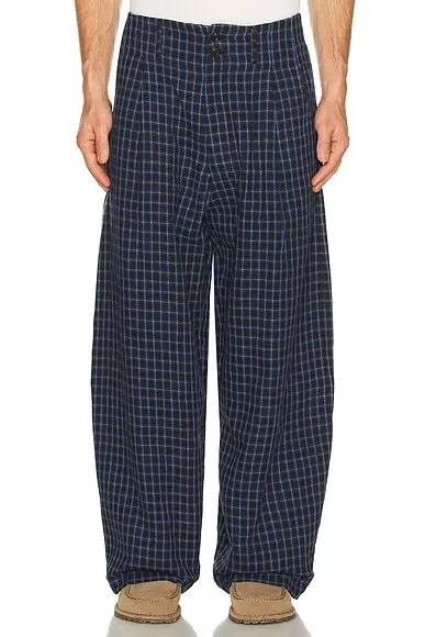 NICHOLAS DALEY Wide Leg Pleated Trousers - Navy Check