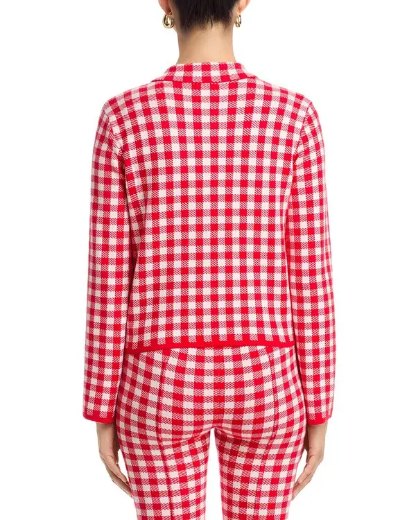 Aqua Gingham Knit Jacket - Red/white