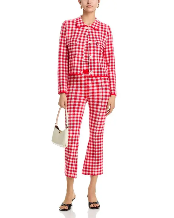 Aqua Gingham Knit Jacket - Red/white