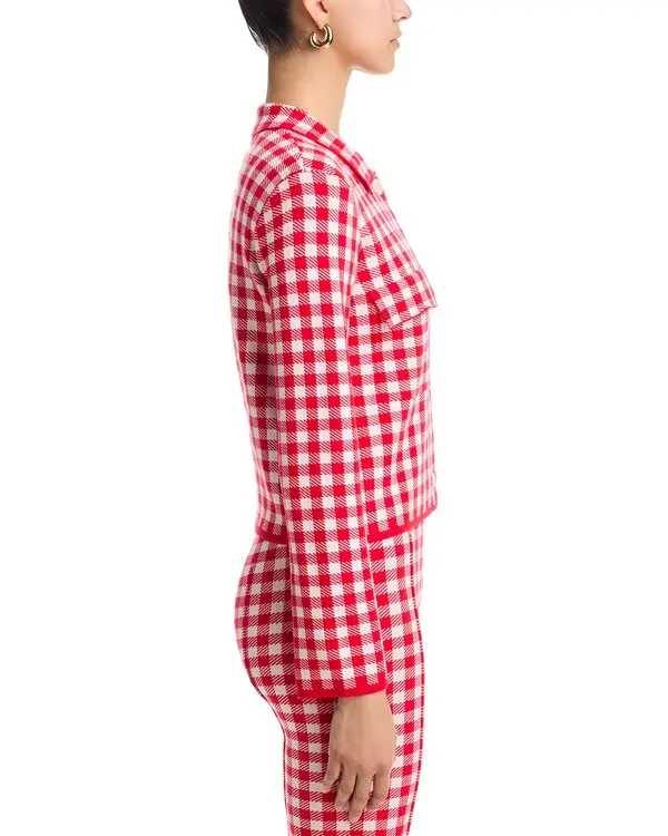Aqua Gingham Knit Jacket - Red/white
