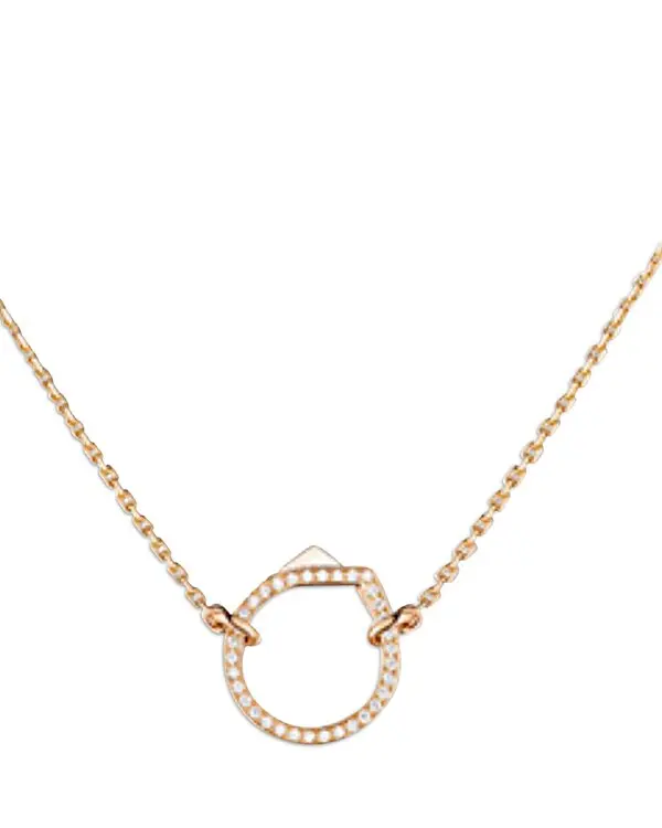 REPOSSI 18k Antifer Diamond V Ring Pendant Necklace - Rose Gold