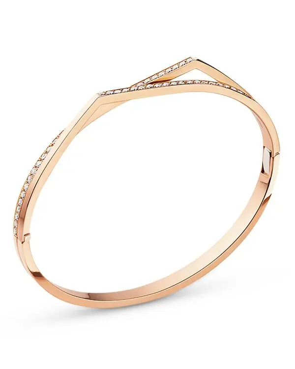 REPOSSI 18k Antifer Diamond Double Row V-shape Bangle Bracelet - Rose Gold