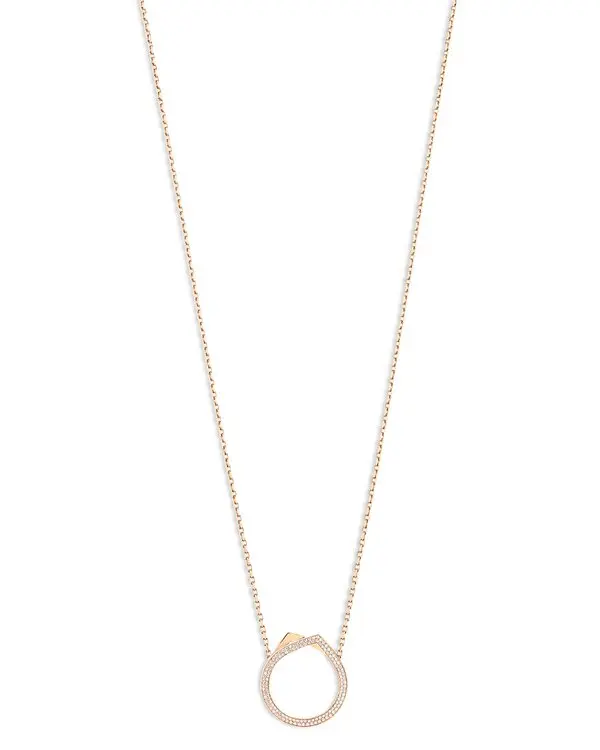 REPOSSI 18k Antifer Diamond Pave Ring Long Pendant Necklace, 31.4-33.4 - Rose Gold