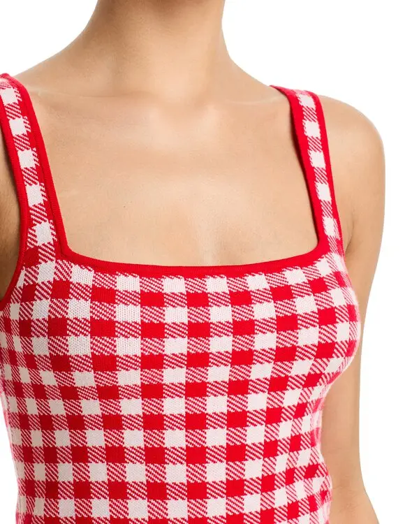 Aqua Gingham Knit Top