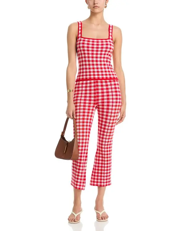 Aqua Gingham Knit Top