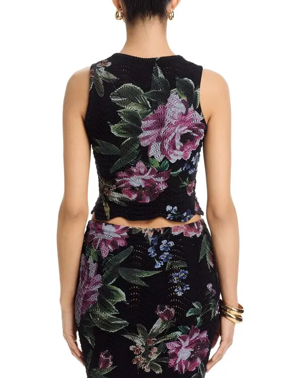 Aqua Floral Knit Tank Top