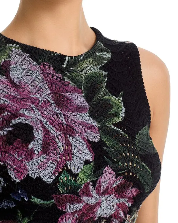 Aqua Floral Knit Tank Top
