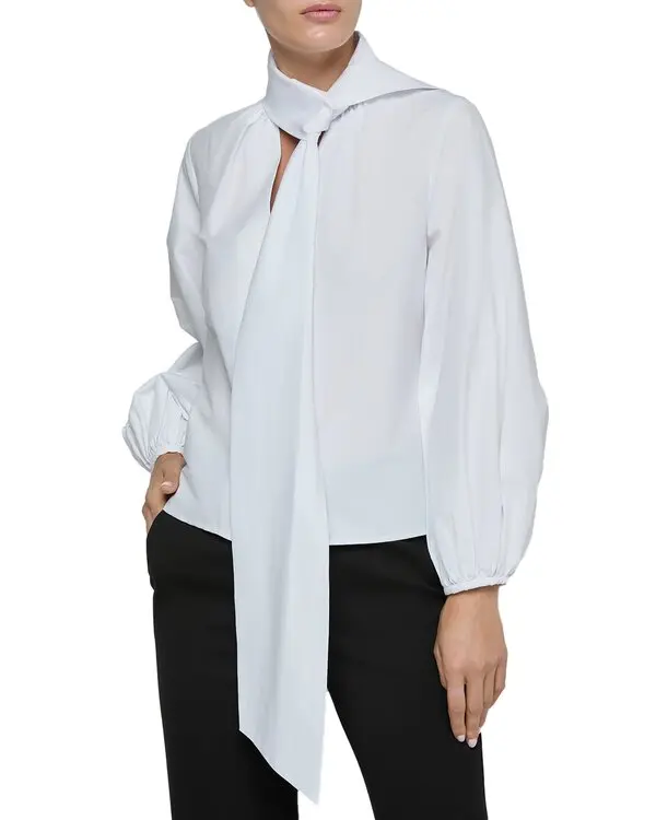 L'Agence Deon Tie Neck Blouse - White