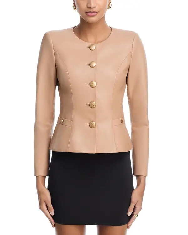 L'Agence Mariella Leather Blazer - Cappuccino