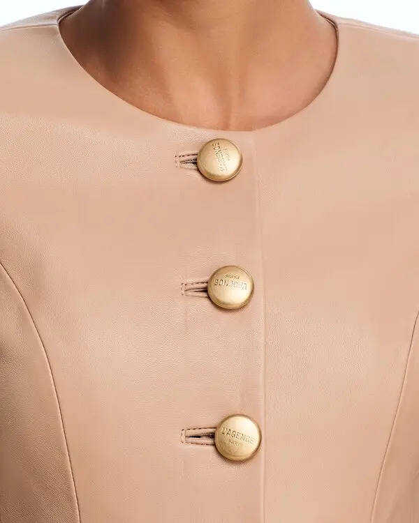 L'Agence Mariella Leather Blazer - Cappuccino