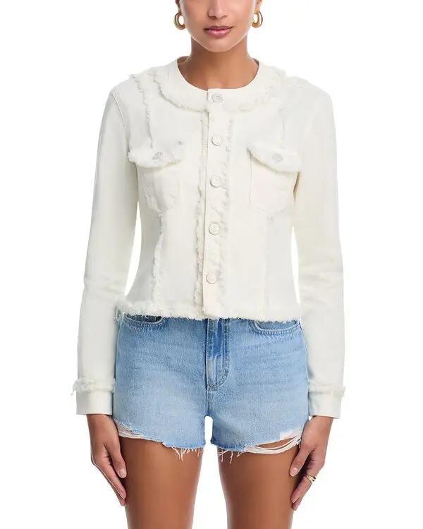 L'Agence Yarin Collarless Fray Jacket