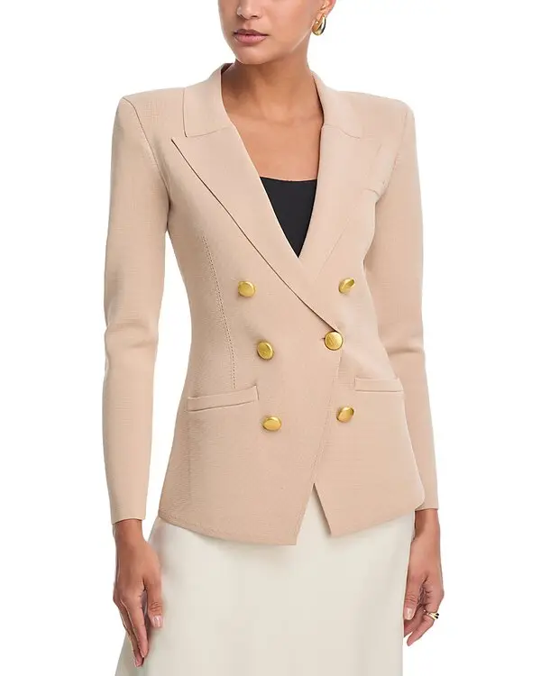 L'Agence Amelia Knit Blazer - Light Cappuccino/gold