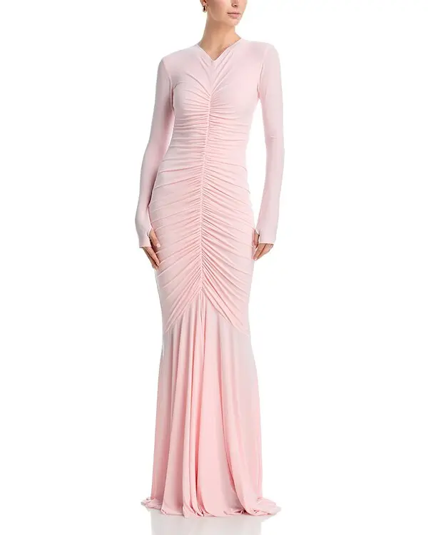 Norma Kamali Shirred Front Fishtail Gown