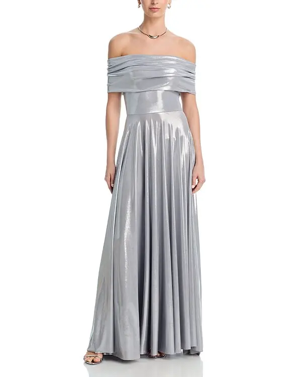 Norma Kamali Cowlneck Flared Gown