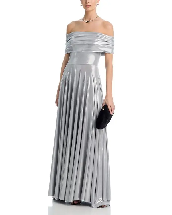 Norma Kamali Cowlneck Flared Gown