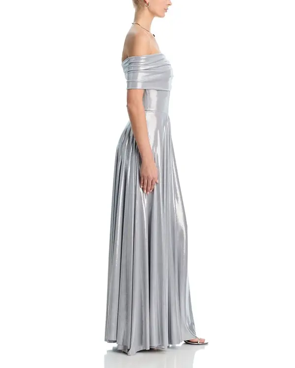 Norma Kamali Cowlneck Flared Gown