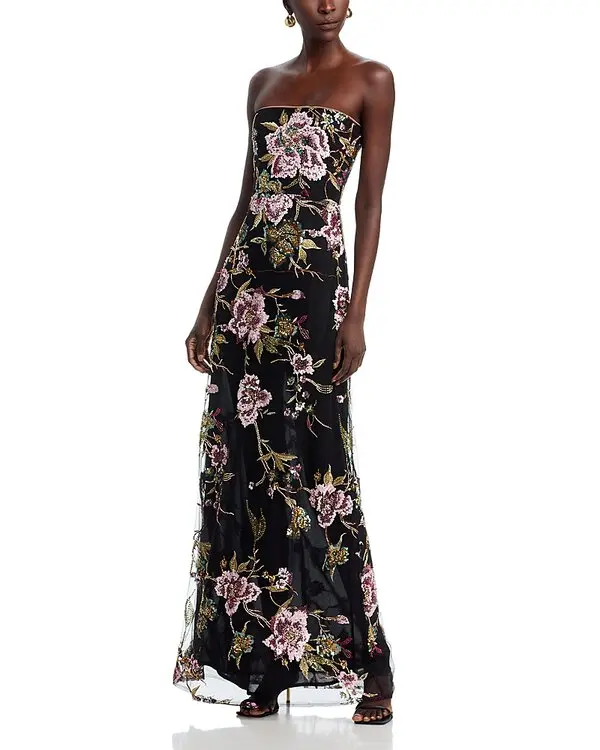 SAU LEE Pippa Long Dress - Black Multi