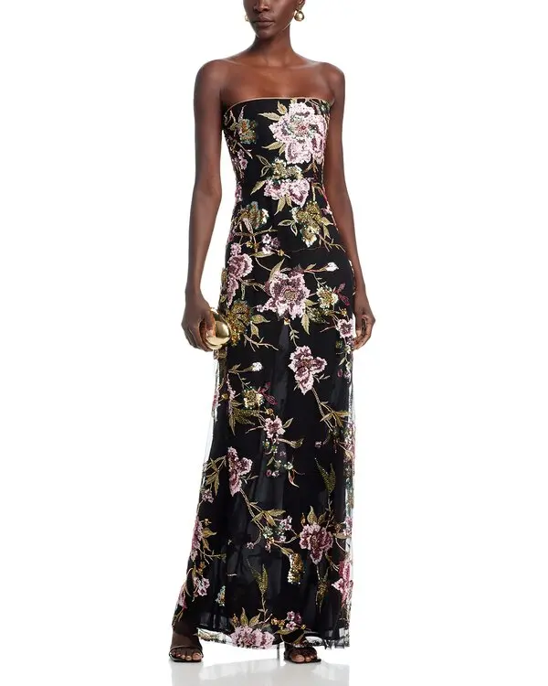 SAU LEE Pippa Long Dress - Black Multi
