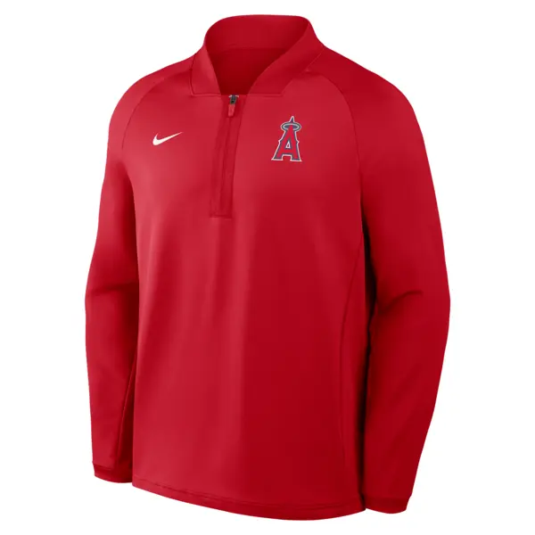 Nike Los Angeles Angels Authentic Collection Dri-fit Mlb 1/2-zip Long-sleeve Top - Red