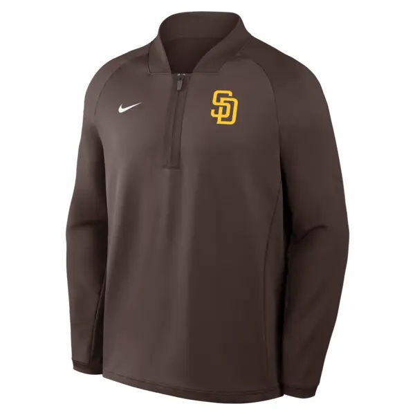 Nike San Diego Padres Authentic Collection Dri-fit Mlb 1/2-zip Long-sleeve Top - Brown
