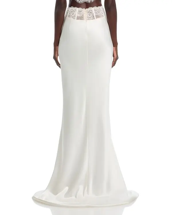 SAU LEE Lila Satin Maxi Skirt - White