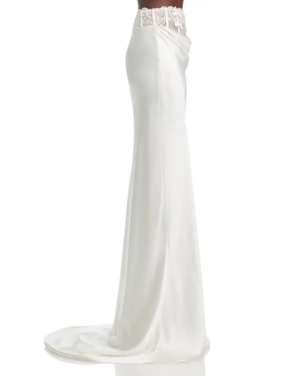 SAU LEE Lila Satin Maxi Skirt - White