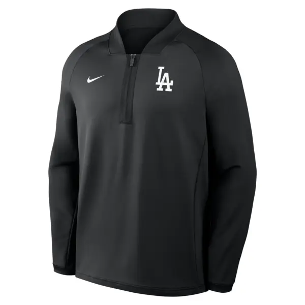 Nike Los Angeles Dodgers Authentic Collection Dri-fit Mlb 1/2-zip Long-sleeve Top - Black