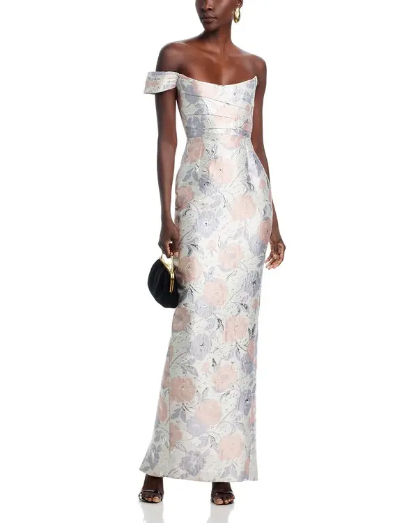SAU LEE Jackson Brocade Gown - Lilac Multi