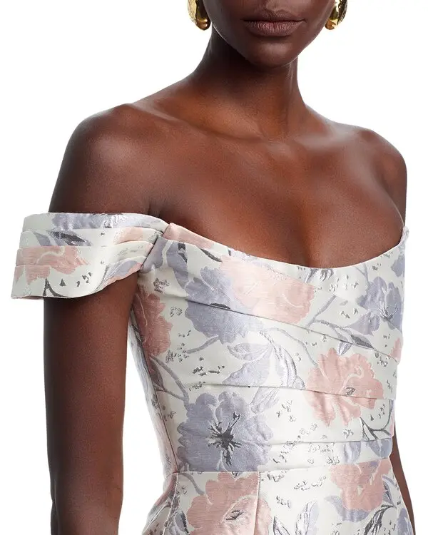 SAU LEE Jackson Brocade Gown - Lilac Multi